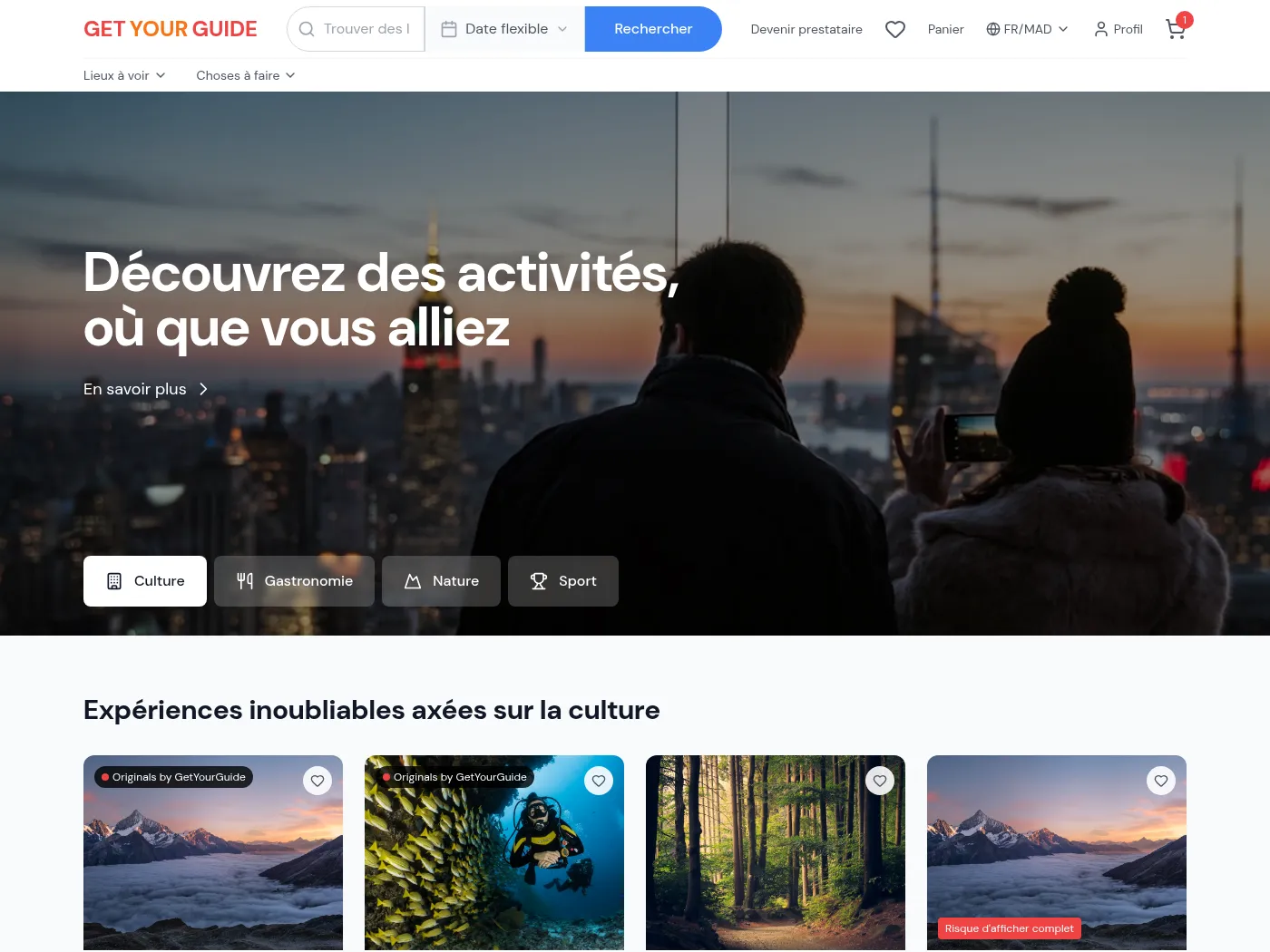 GetYourGuide Homepage Recreation