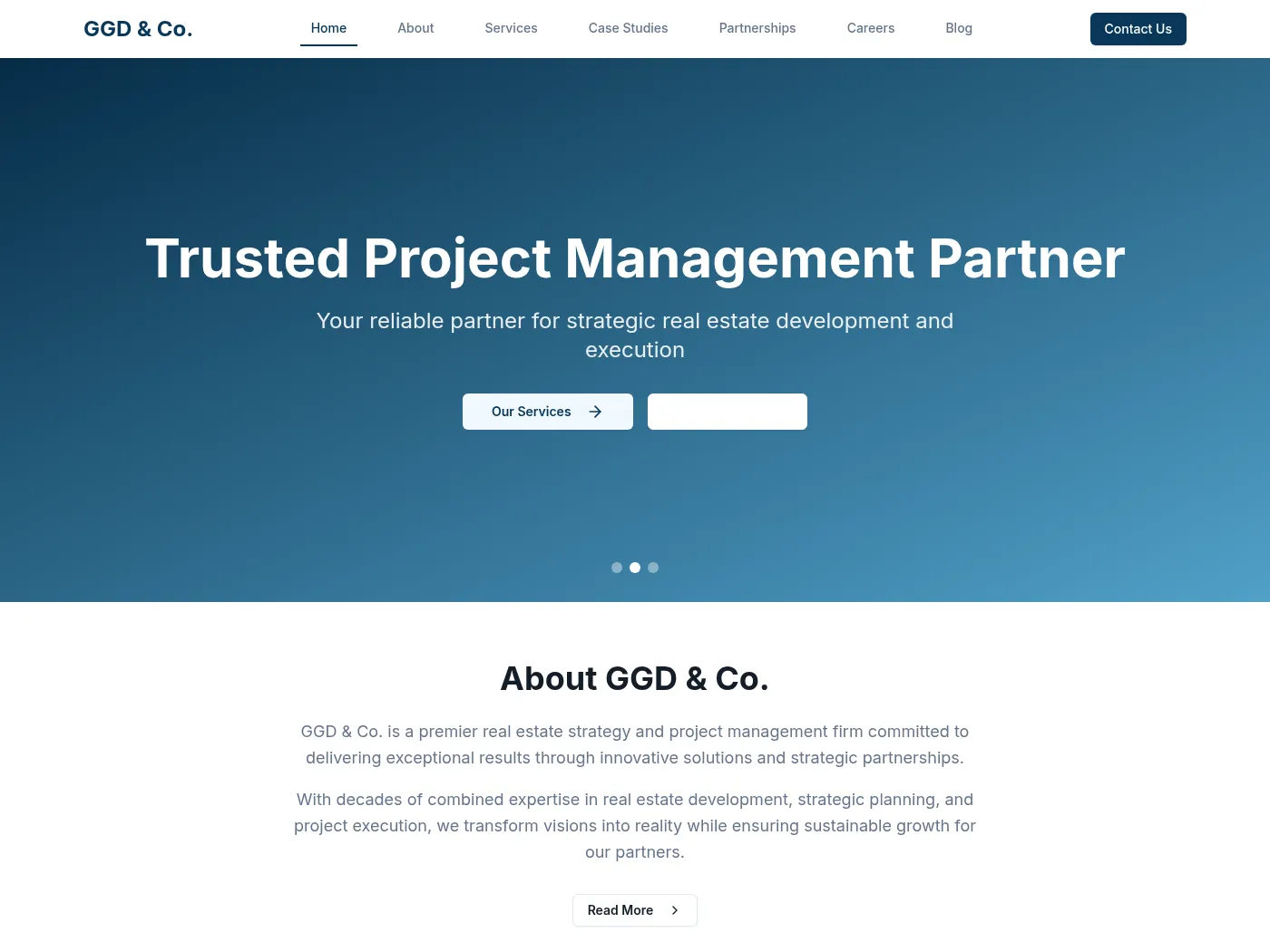 GGD & Co. Real Estate, Strategy & Project Management Website