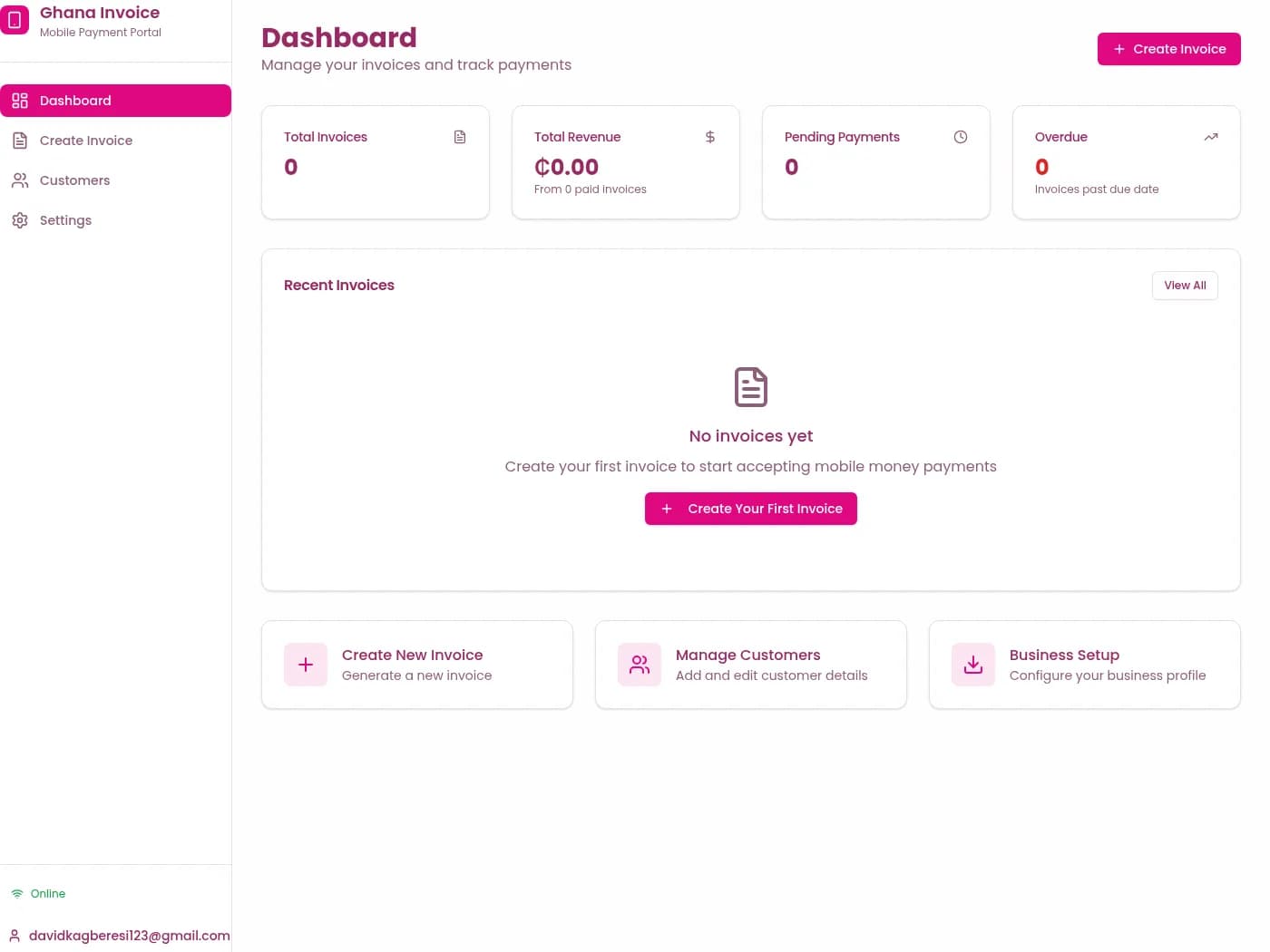 Ghana Offline Invoice & Mobile Payment Portal