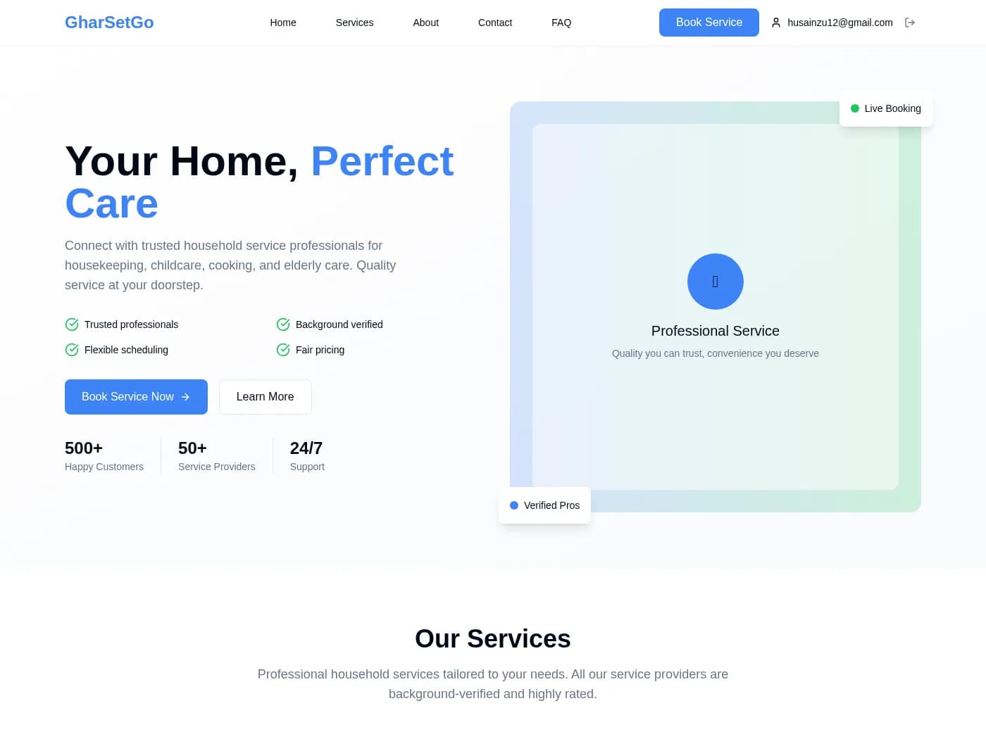 GharSetGo Professional Service Booking Platform
