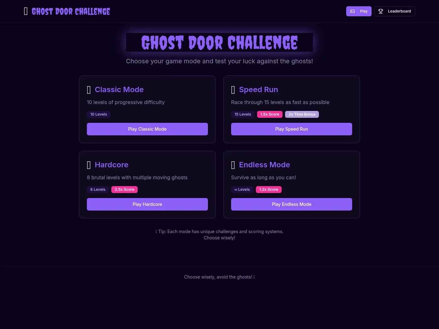 Ghost Door Challenge Game