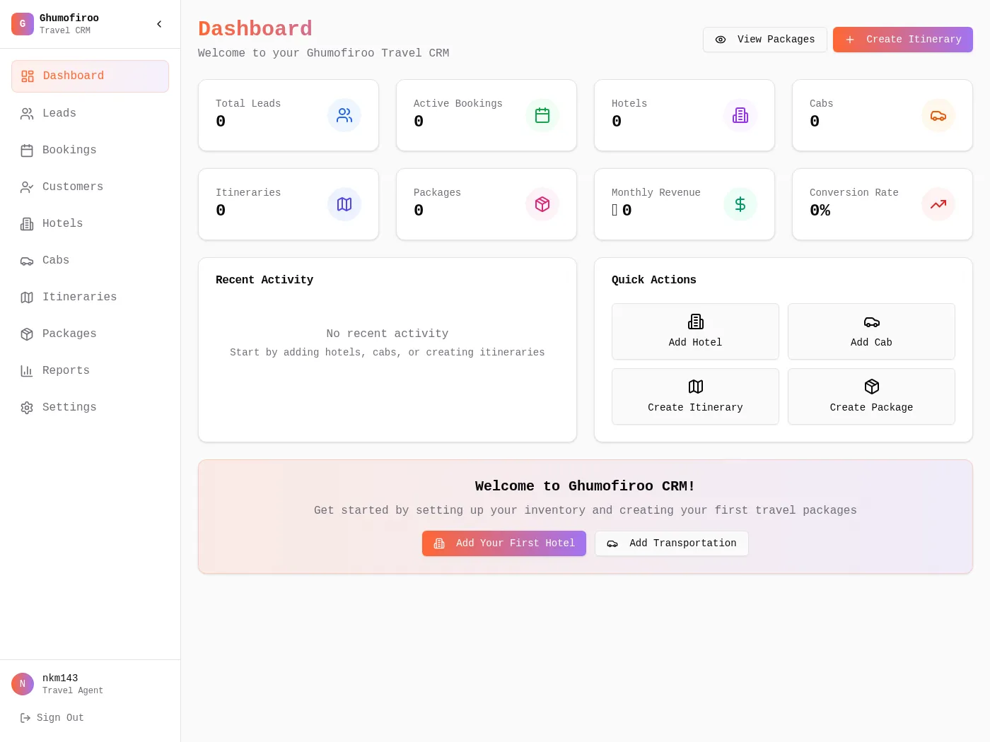 Ghumofiroo Travel CRM
