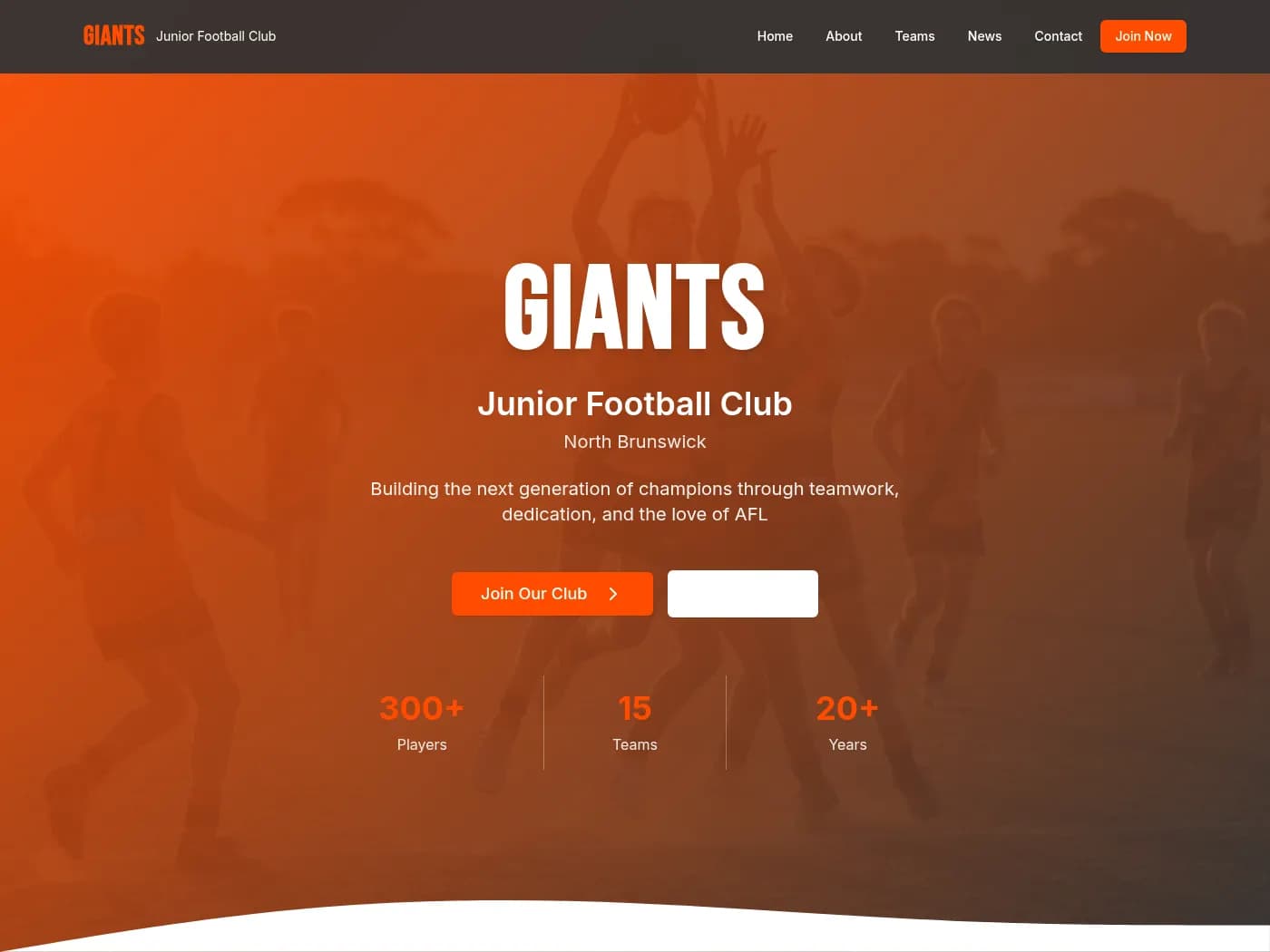 Giants Junior Football Club Modern Website