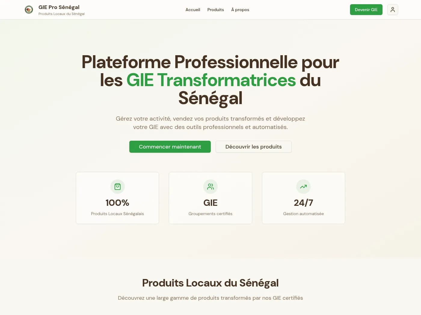 GIE Pro Sénégal – Plateforme de gestion des GIE transformatrices