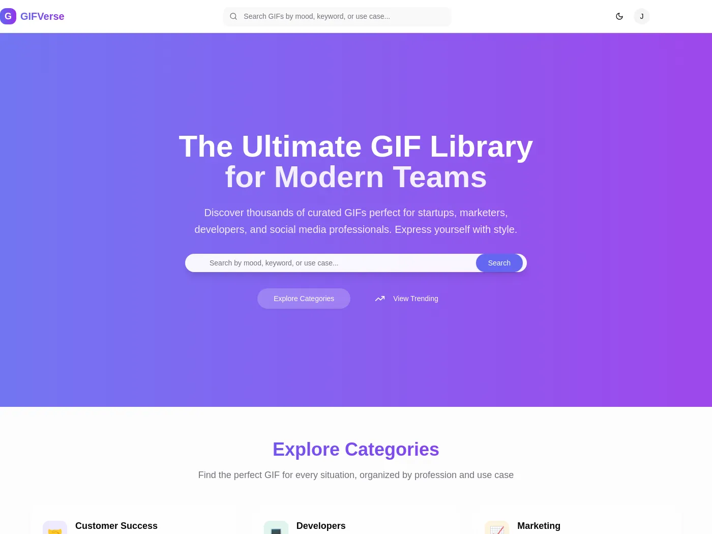 GIFVerse: The Ultimate Modern GIF Platform for Startups, Marketers & Developers