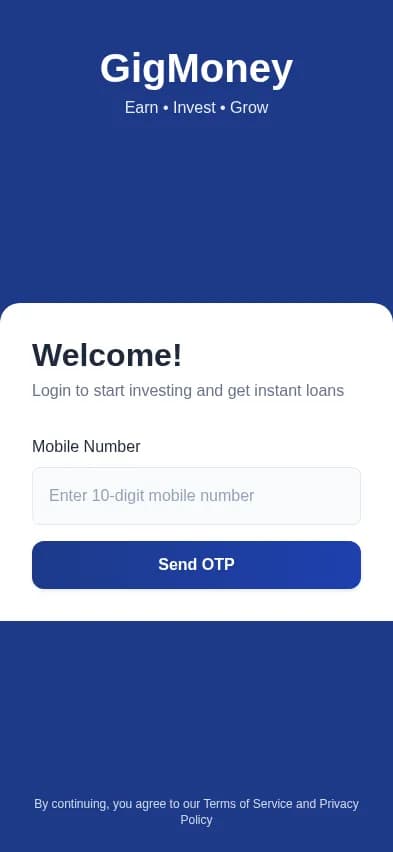 GigMoney – Simplified Investments and Instant Loans for Gig Workers