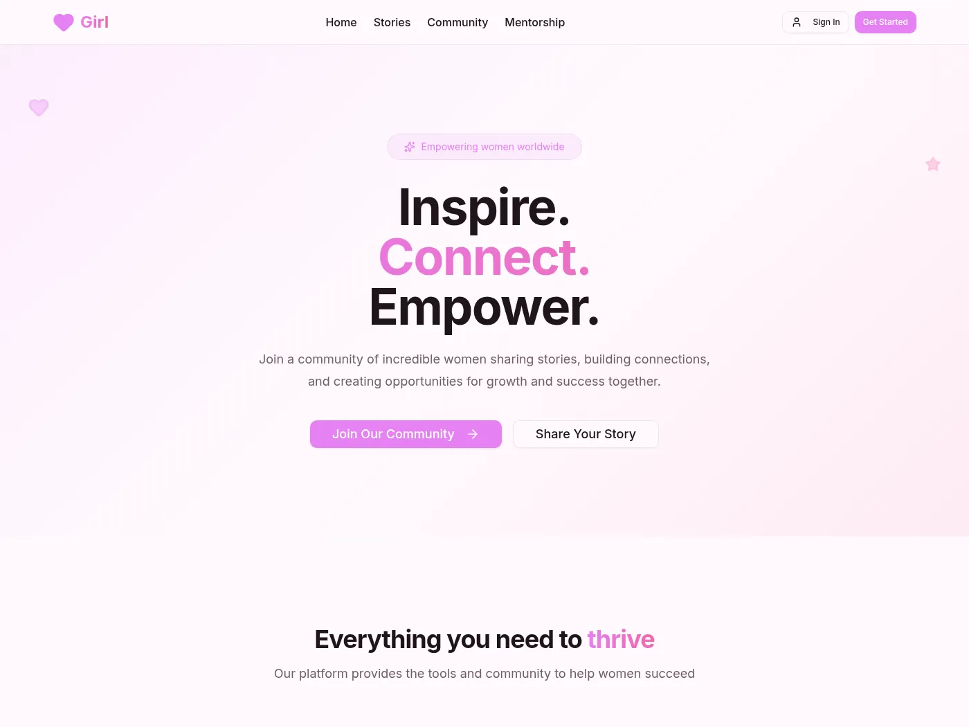 Girl: Inspirational Platform for Women