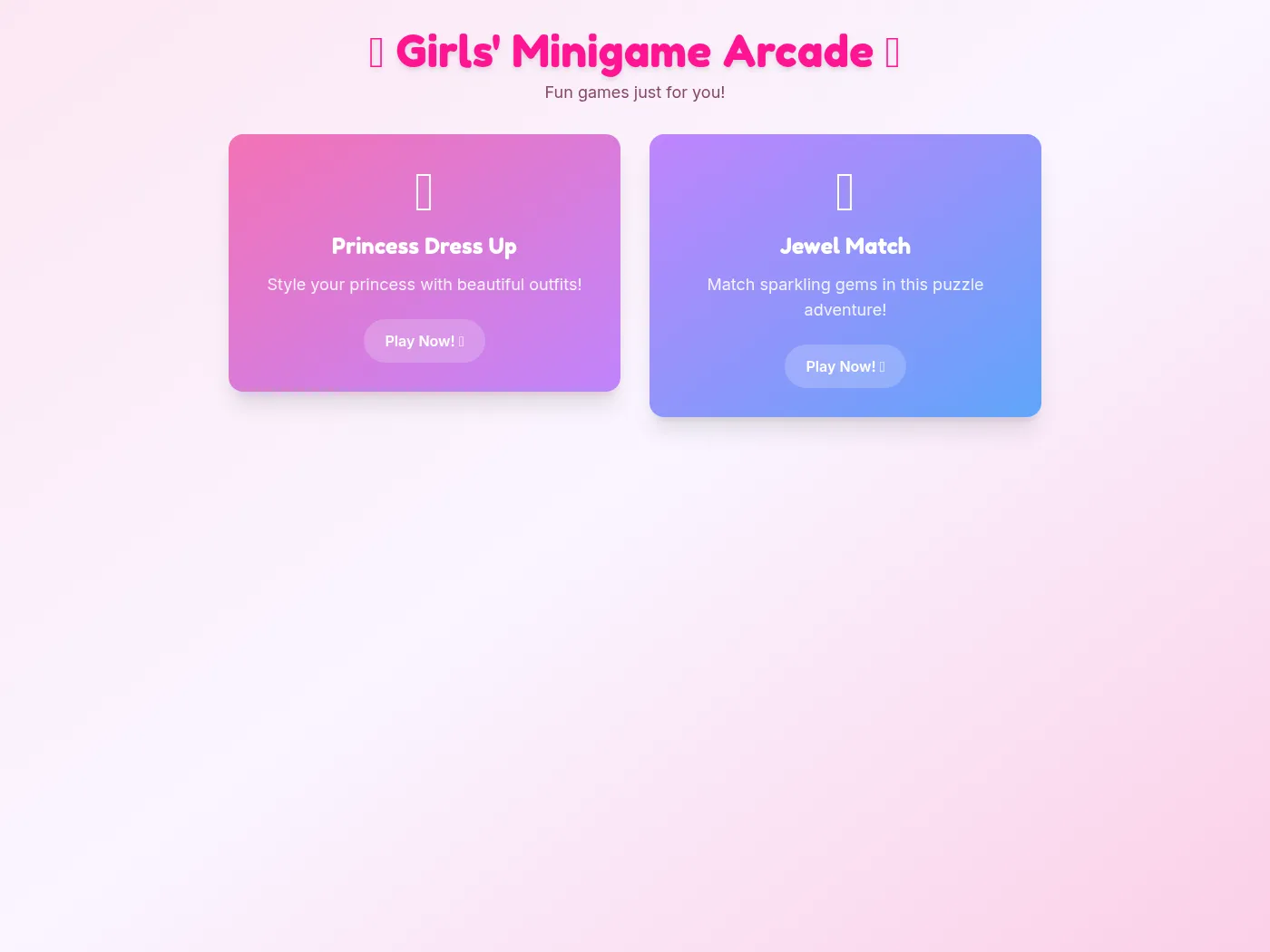 Girls' Minigame Arcade with melonJS