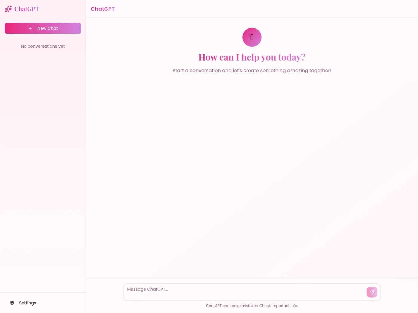 Girly ChatGPT Web Clone