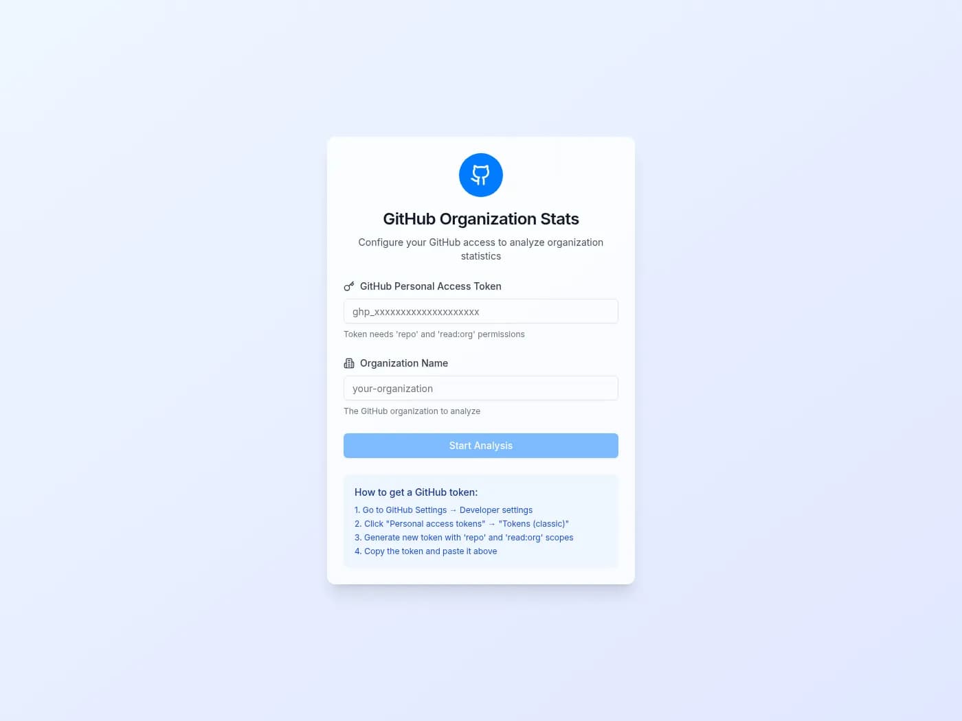GitHub Organization Stats Dashboard