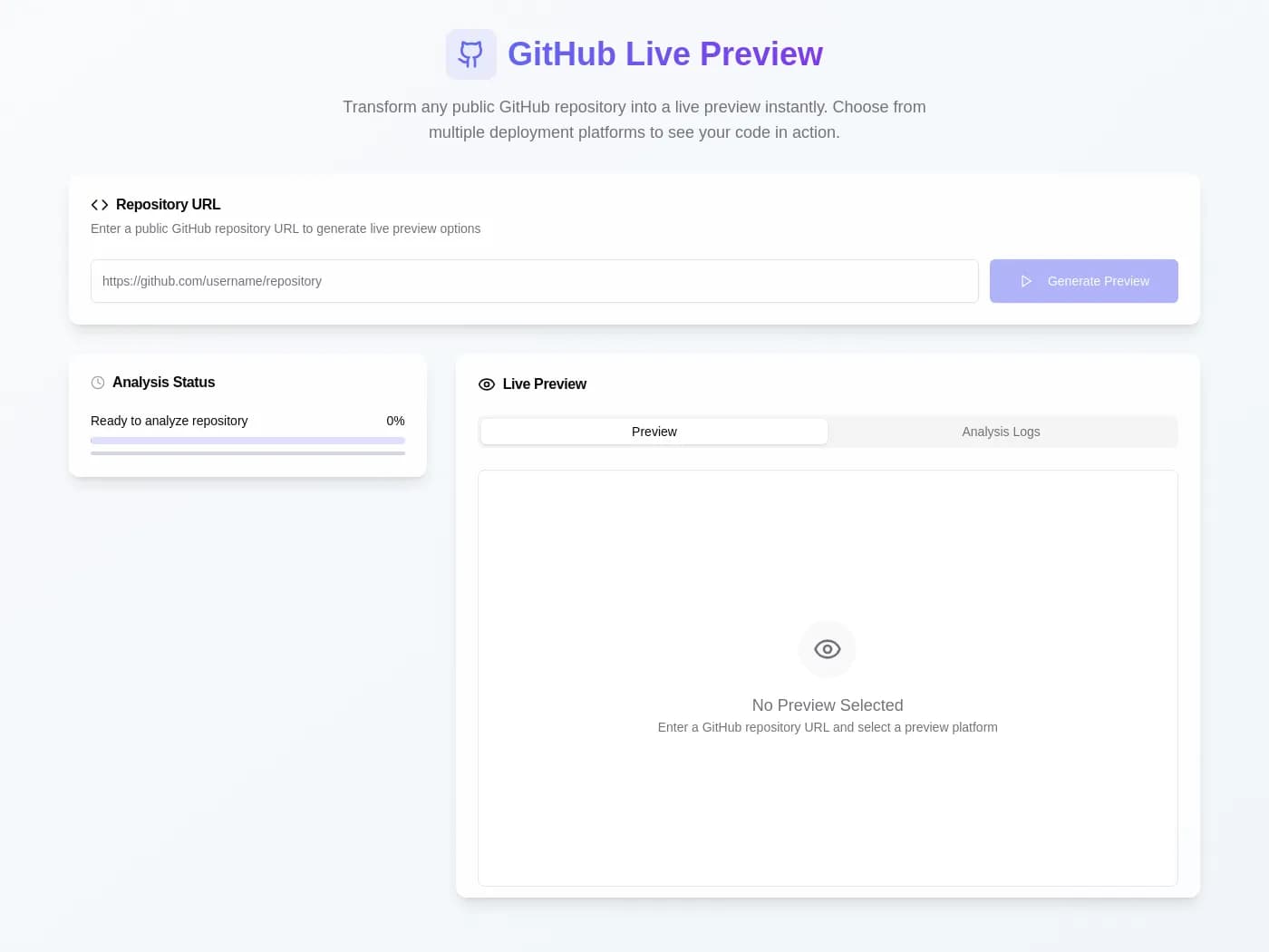 GitHub Repository Live Preview