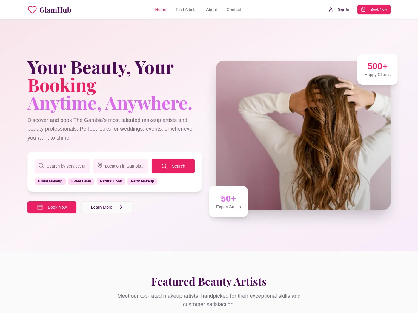 GlamHub - Discover, Book & Review Gambia's Beauty Experts