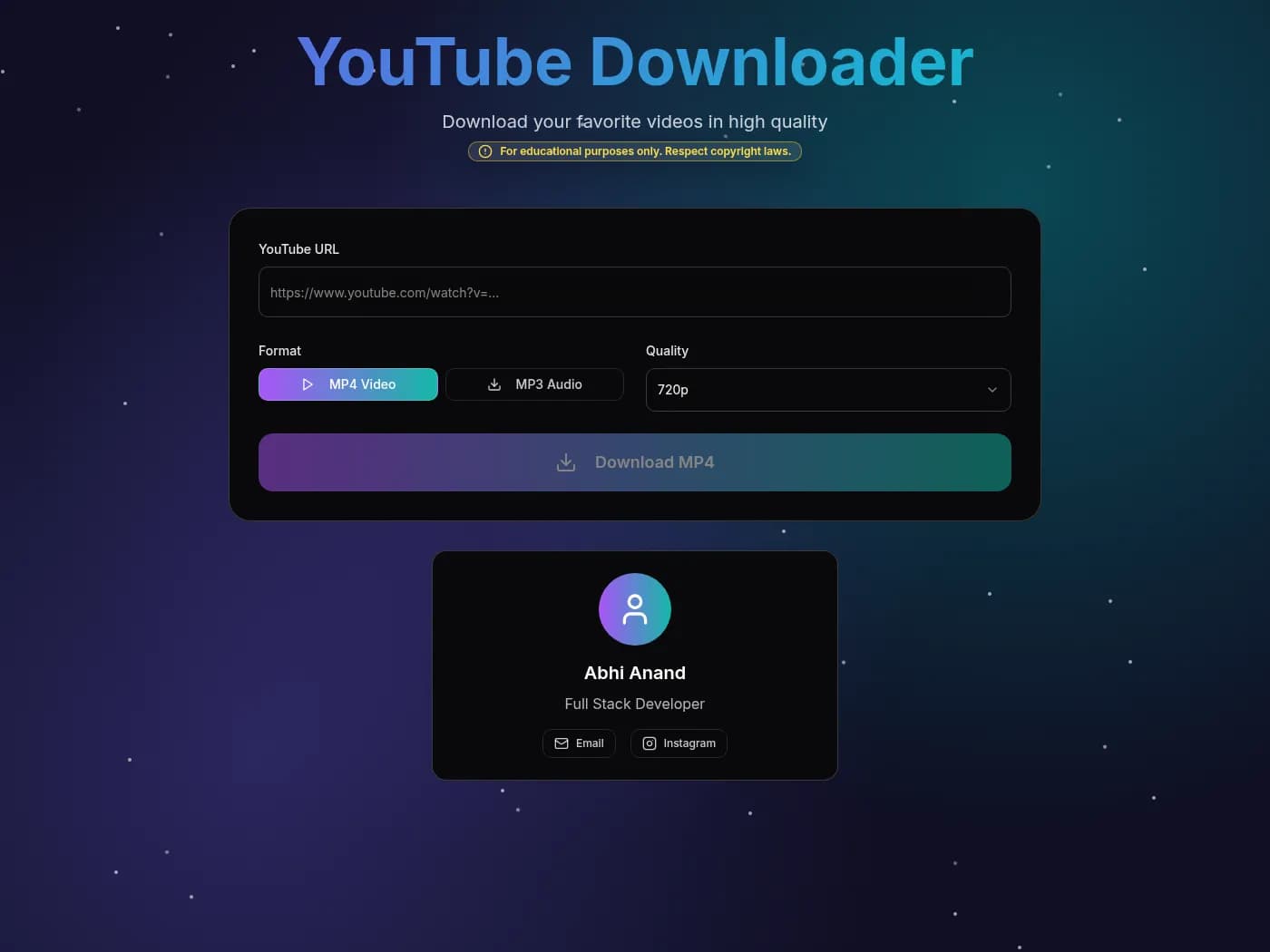 Glassmorphism YouTube Video Downloader UI