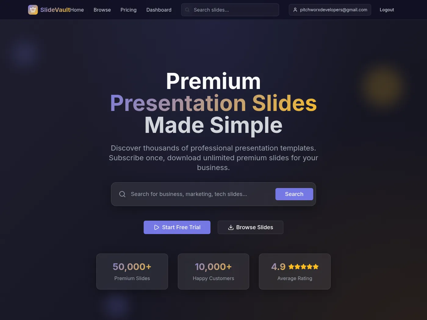 Glassy Slide Marketplace & Subscription Platform