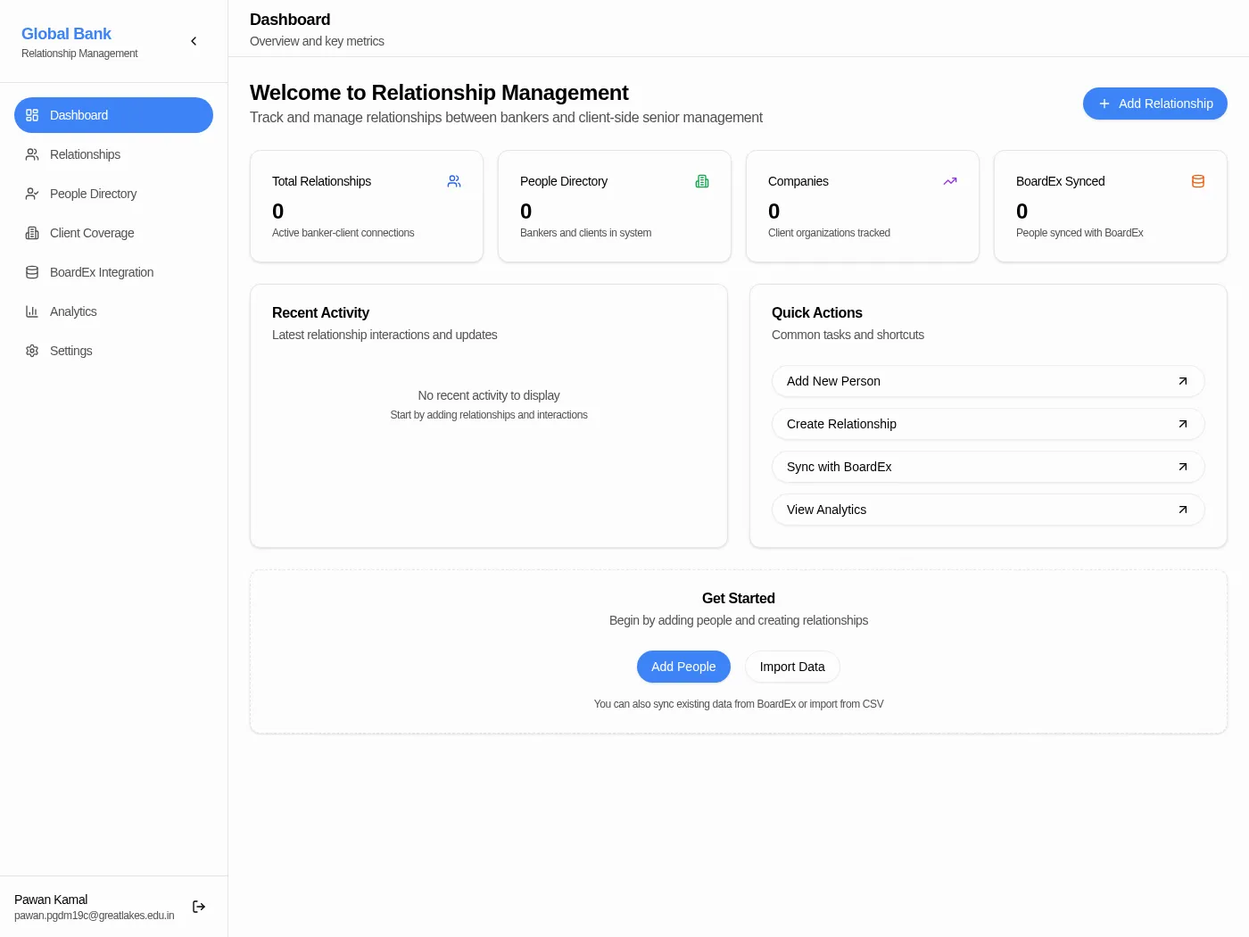 Global Bank Relationship Management Platform