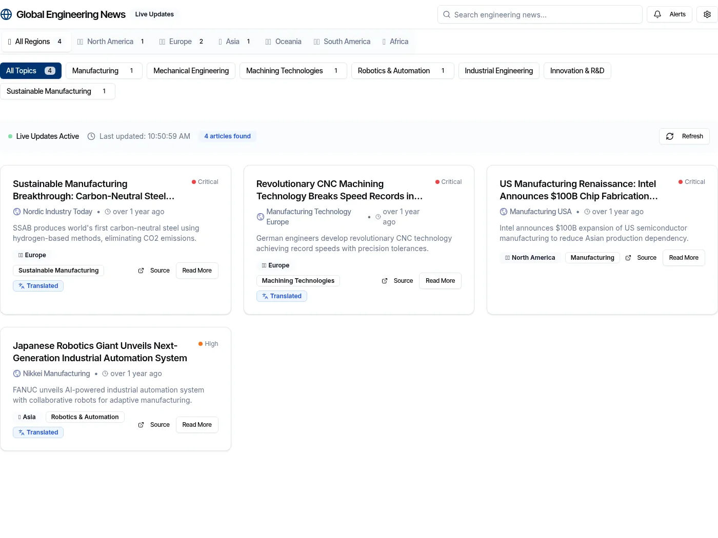 Global Engineering News Aggregator
