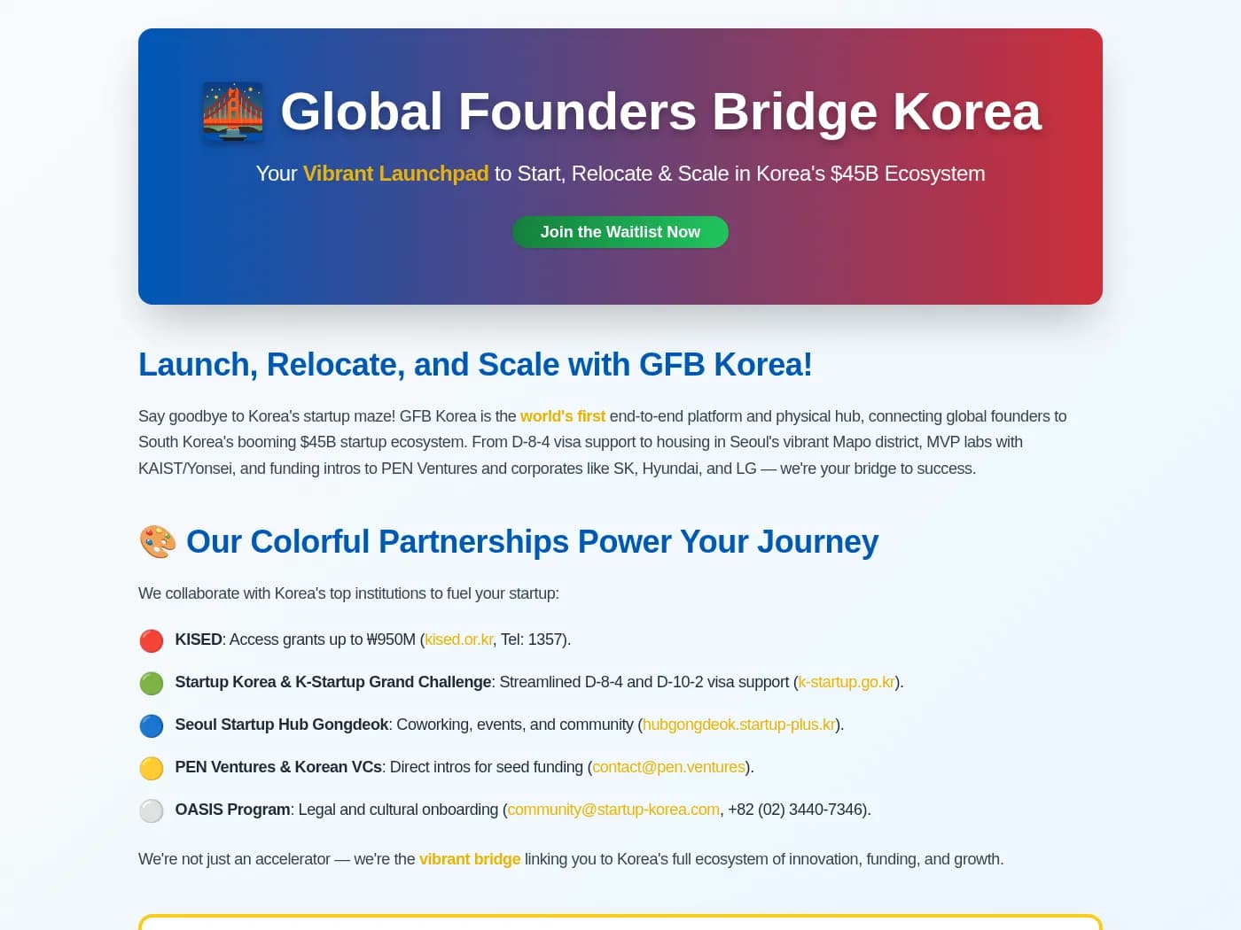 Global Founders Bridge Korea Platform