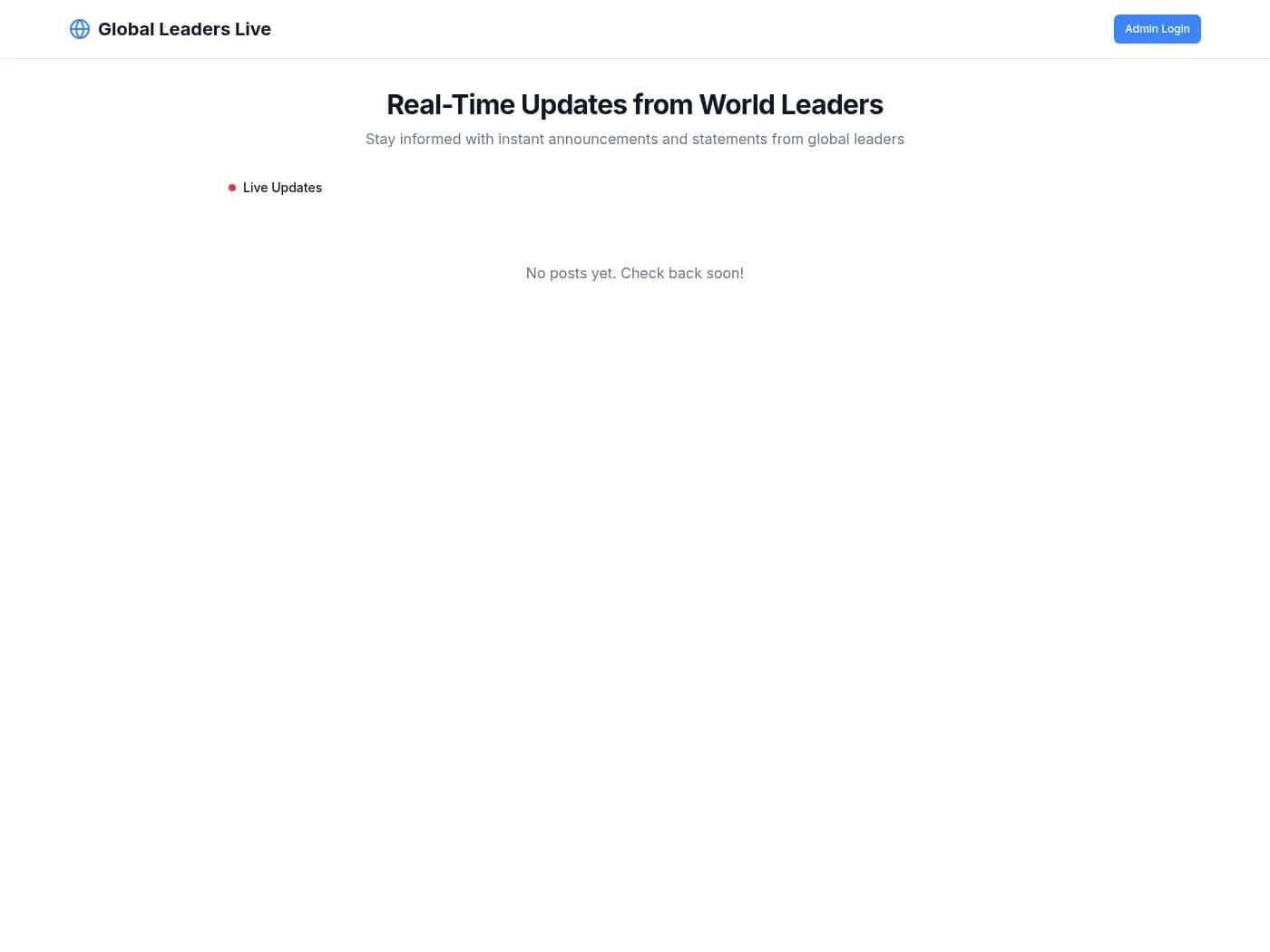 Global Leaders Live Updates Platform