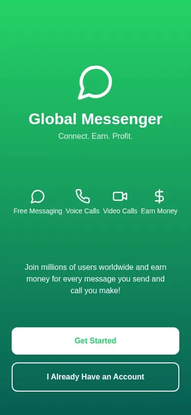 Global Messaging and Call App with Profit Sharing