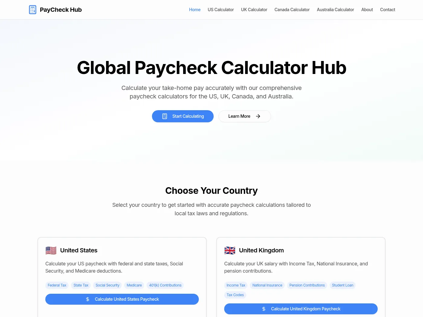Global Paycheck Calculator Hub