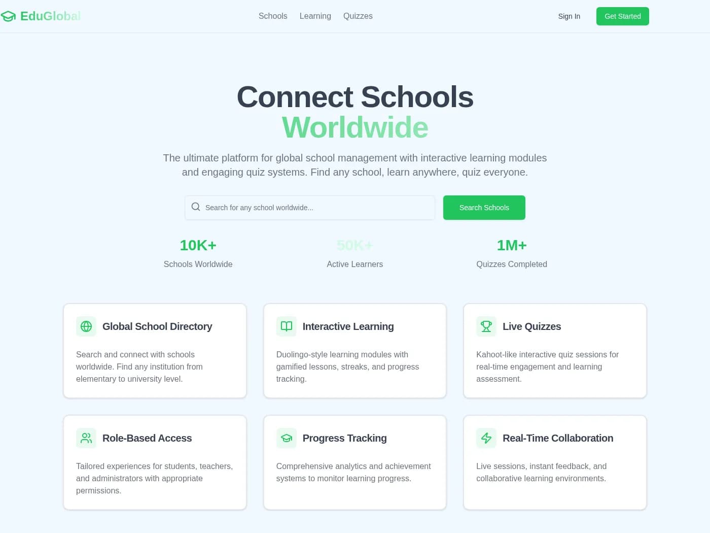 Global School Management Platform with Integrated Learning and Engagement