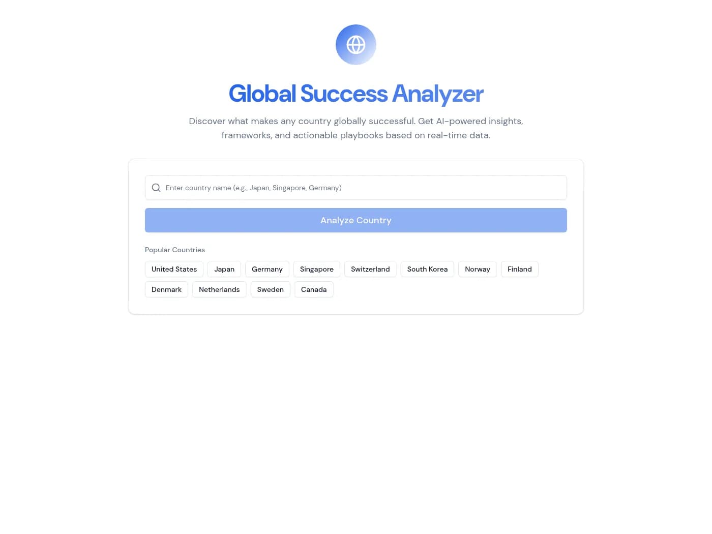 Global Success Analyzer: AI-Driven Country Benchmarking & Playbook Generator