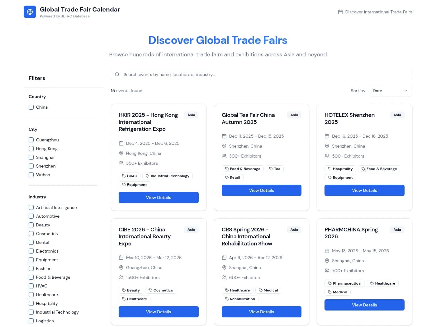 Global Trade Fair Event Calendar