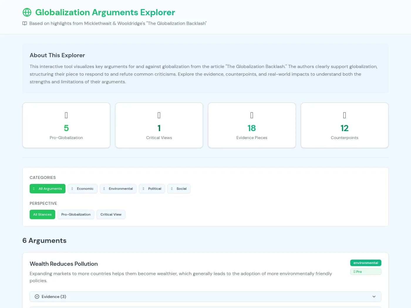 Globalization Arguments Explorer