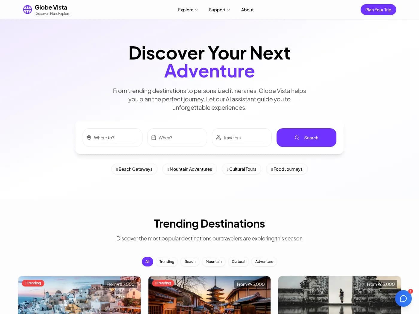 Globe Vista - Smart Itinerary & Travel Discovery Platform