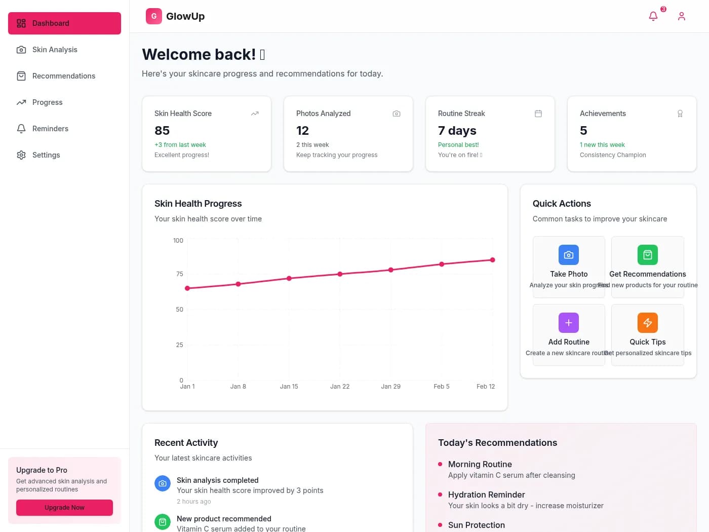 GlowUp: Personalized Skincare & Self-Care Assistant