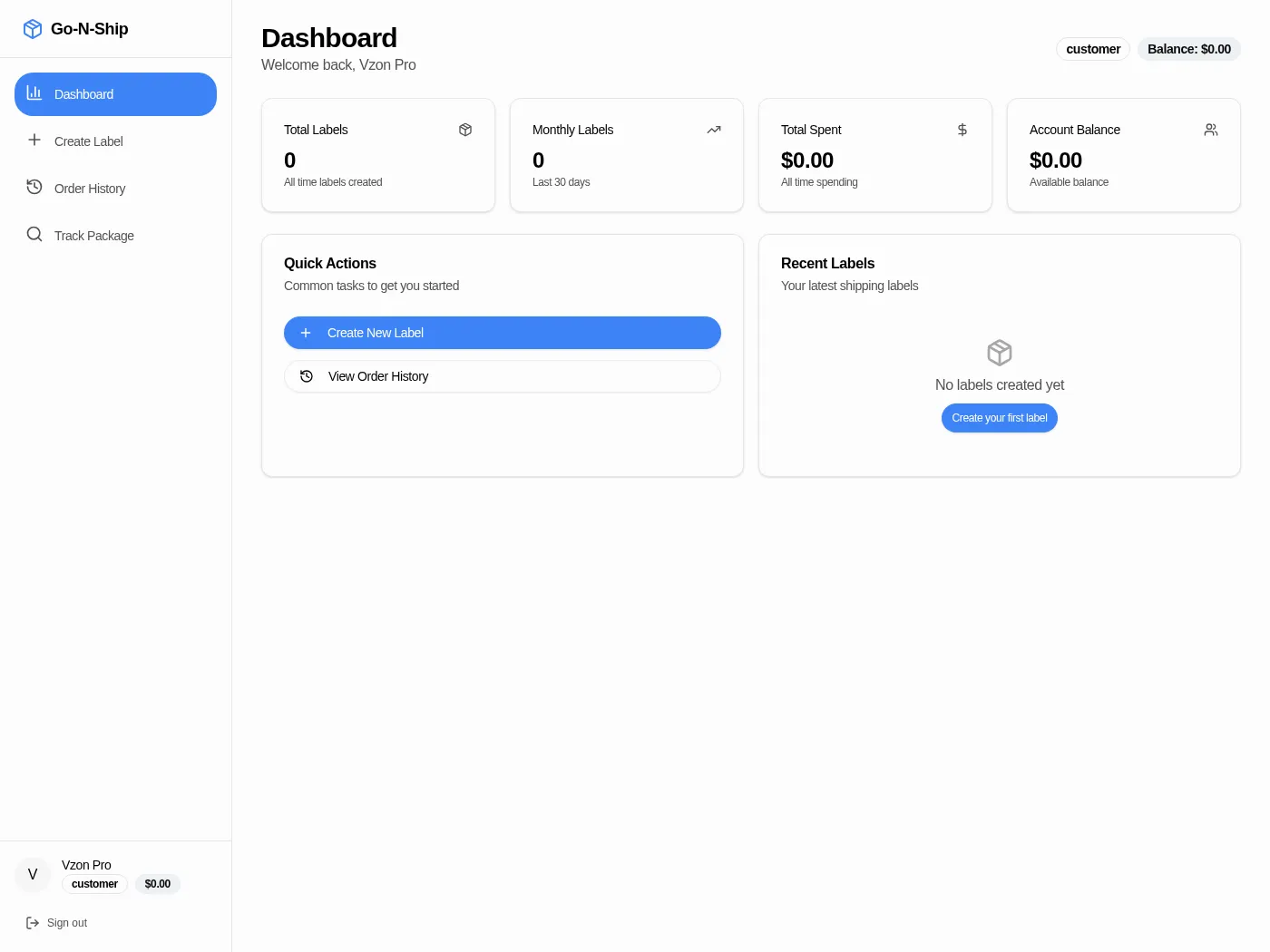 Go-N-Ship: Multi-Tenant Shipping Label & Reseller Platform