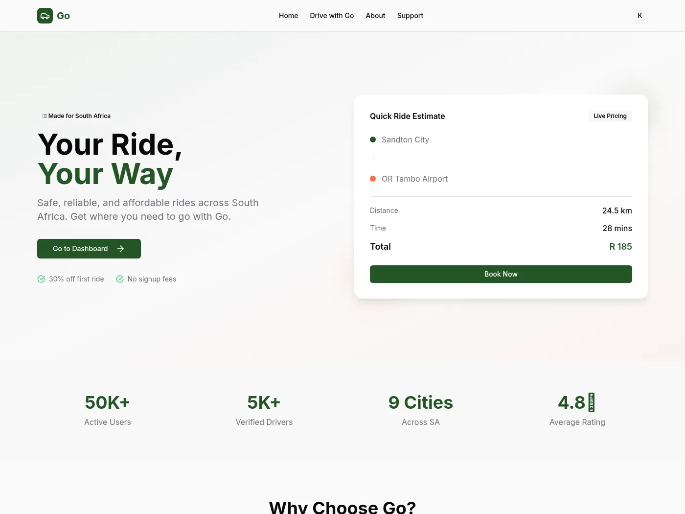 Go: South African Ride-Sharing Platform