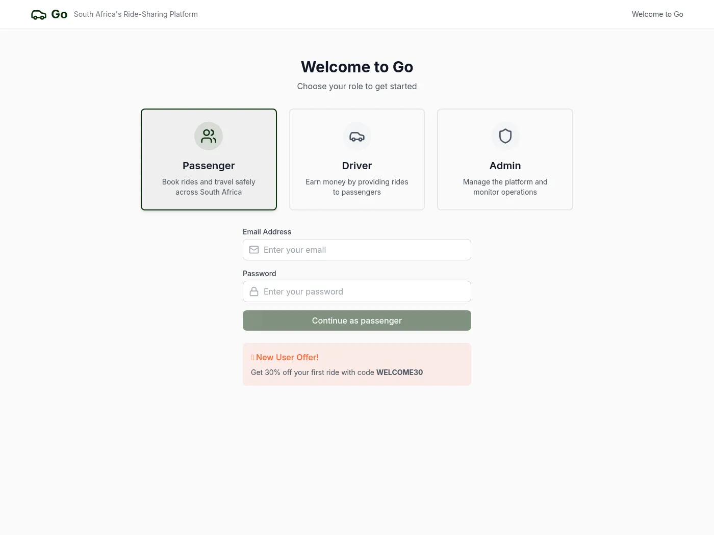 Go: South African Ride-Sharing Platform