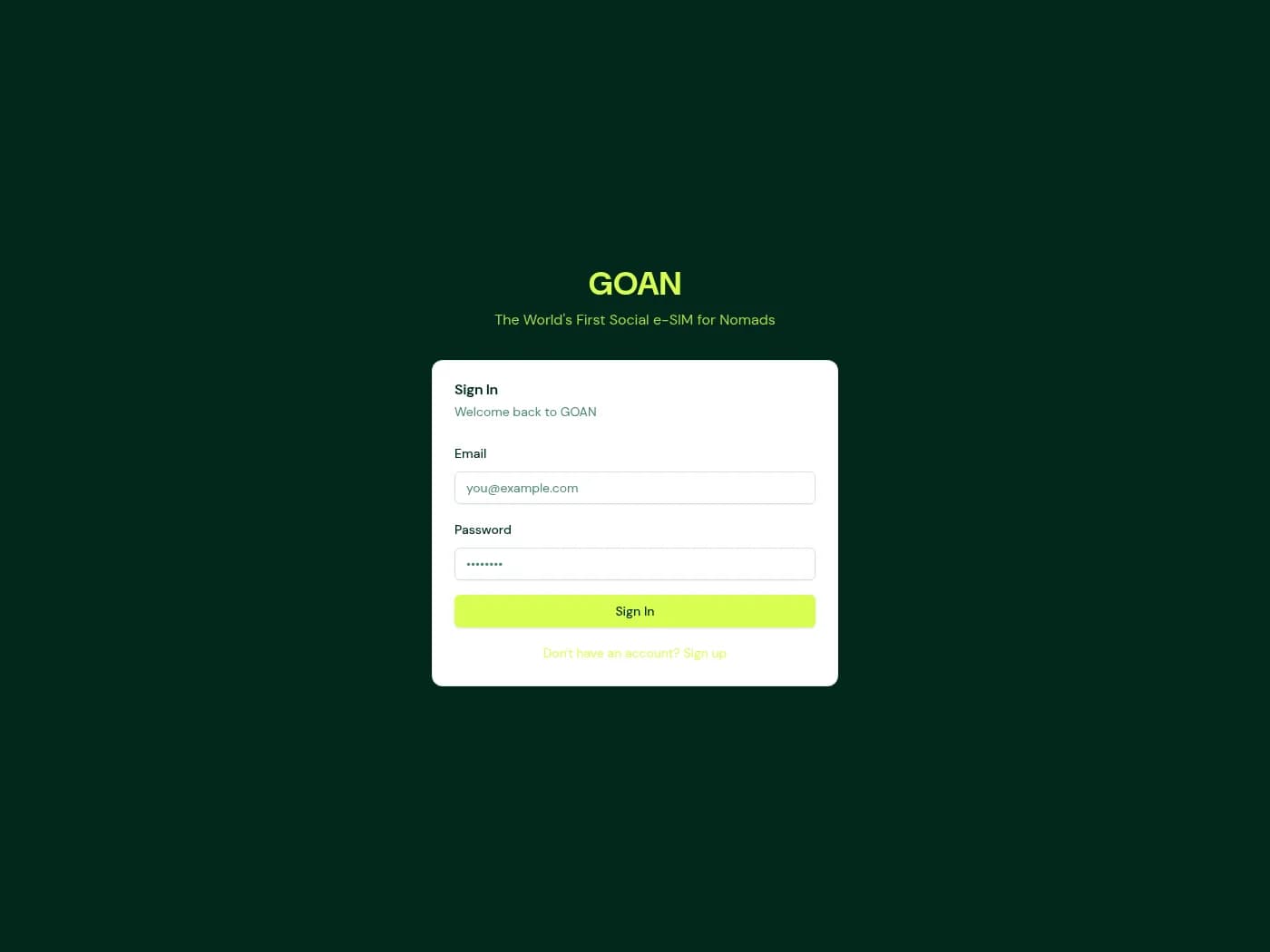Goan eSIM Dashboard App