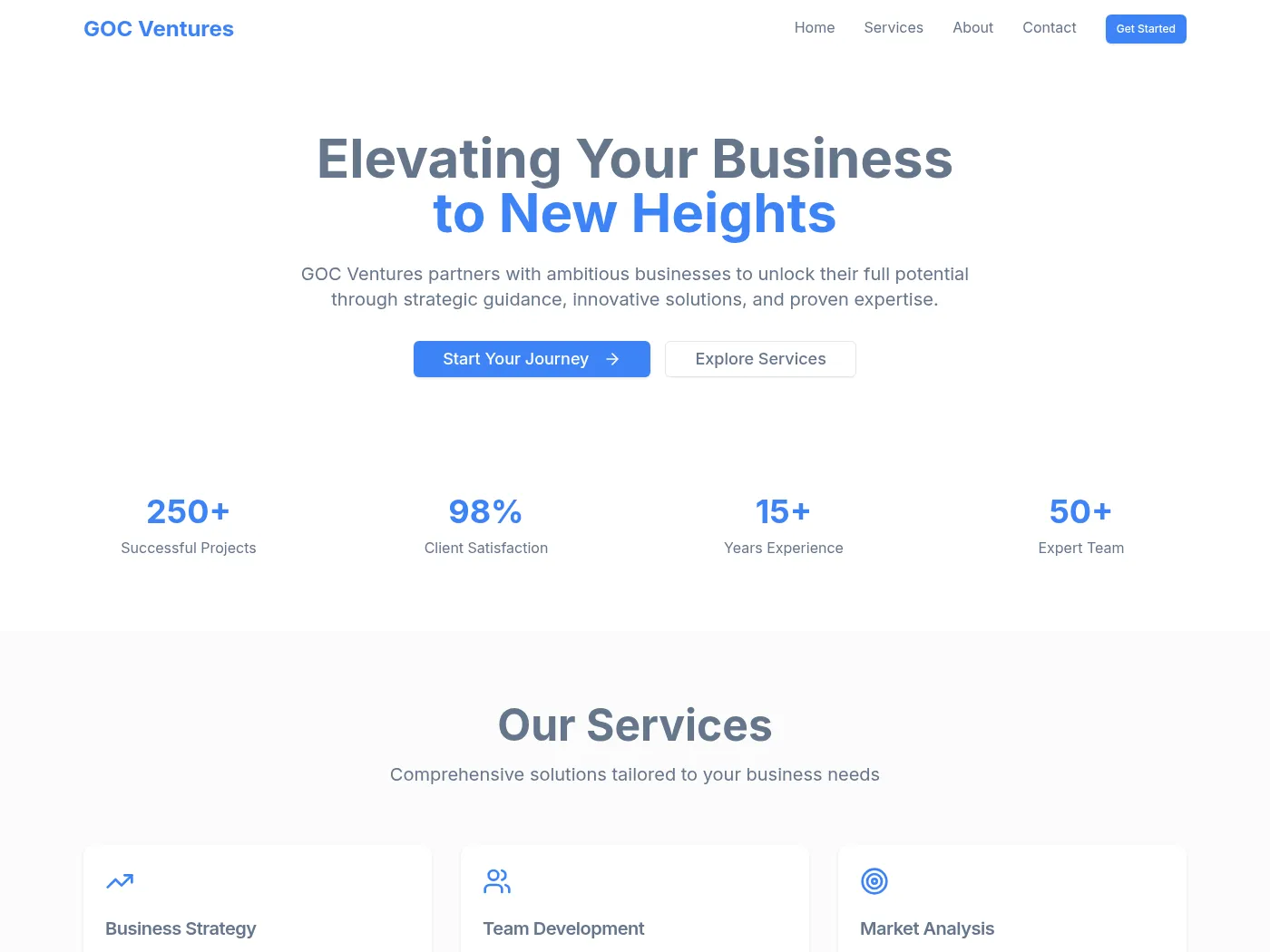 GOC Ventures Professional Landing Page
