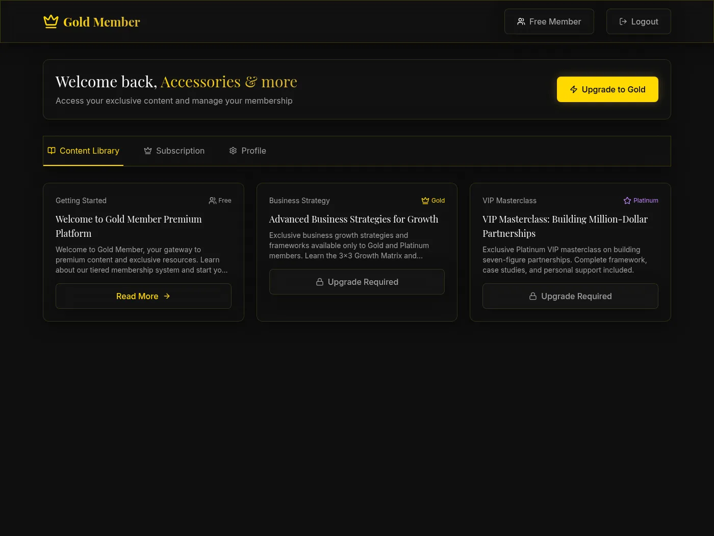 Gold Member: Premium Gated Content Platform