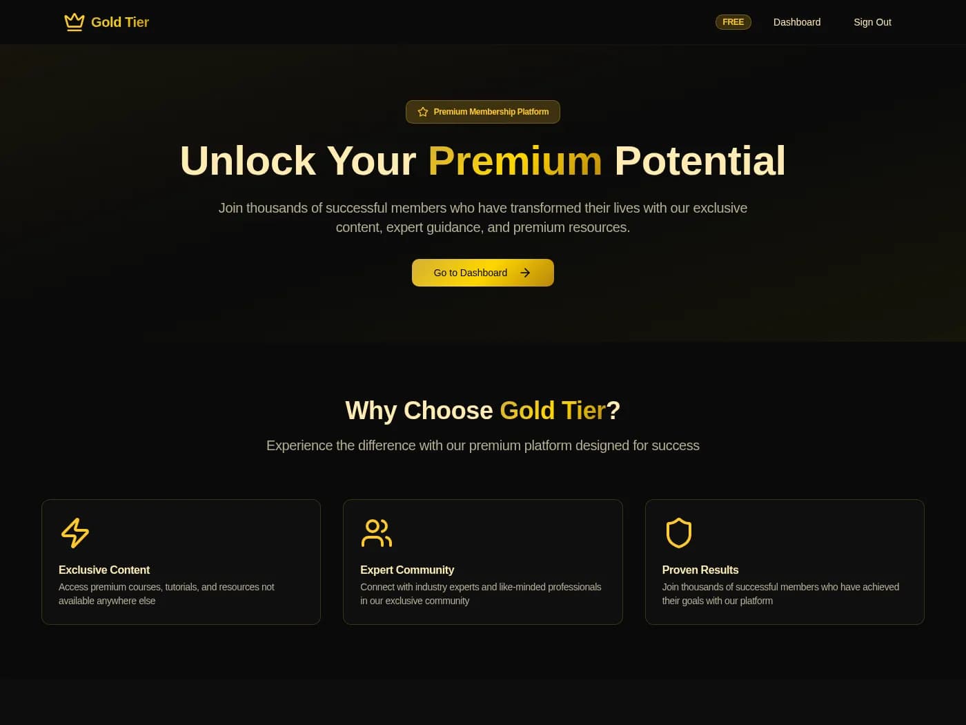 Gold Tier Membership Platform