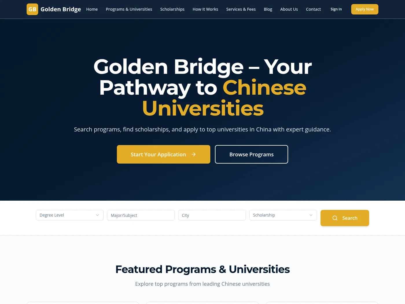 Golden Bridge – Elite Study Portal for Chinese University Admissions