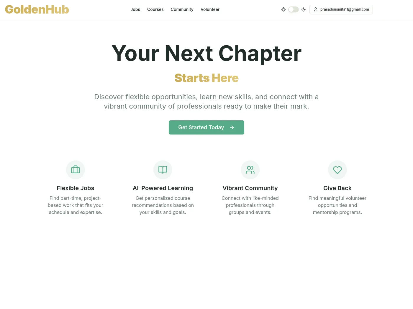 GoldenHub: Flexible Work, Skill-Building & Social Platform for Modern Professionals