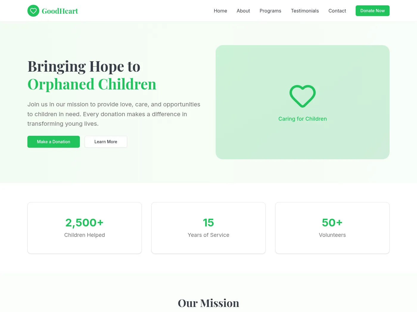 GoodHeart Charity Foundation Website Clone