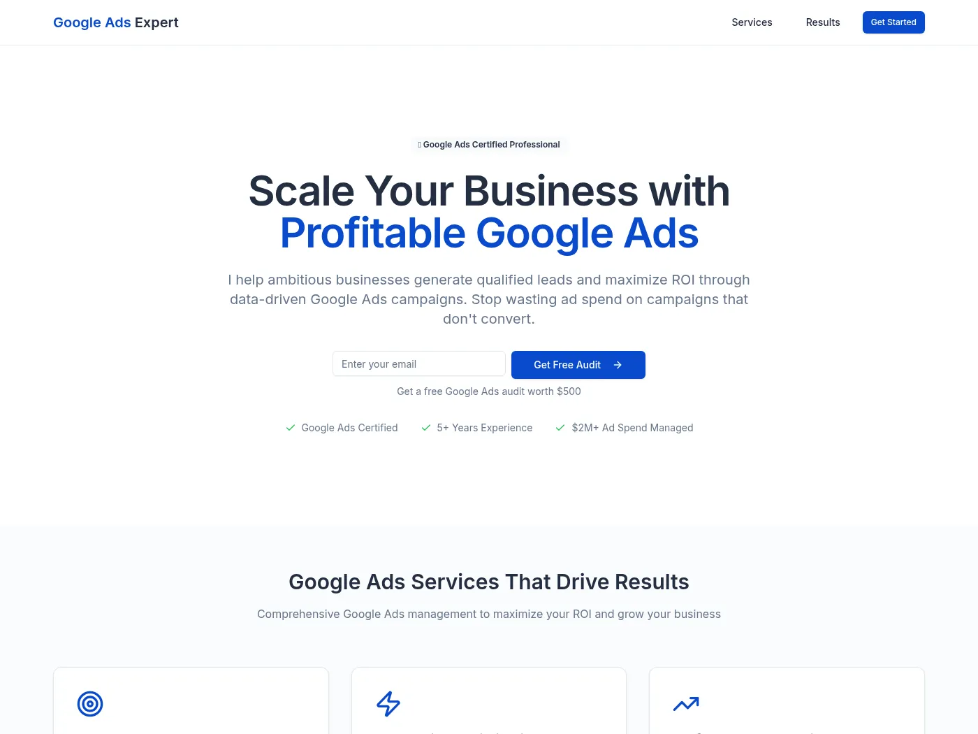 Freelance Google Ads Specialist Lead-Gen Website
