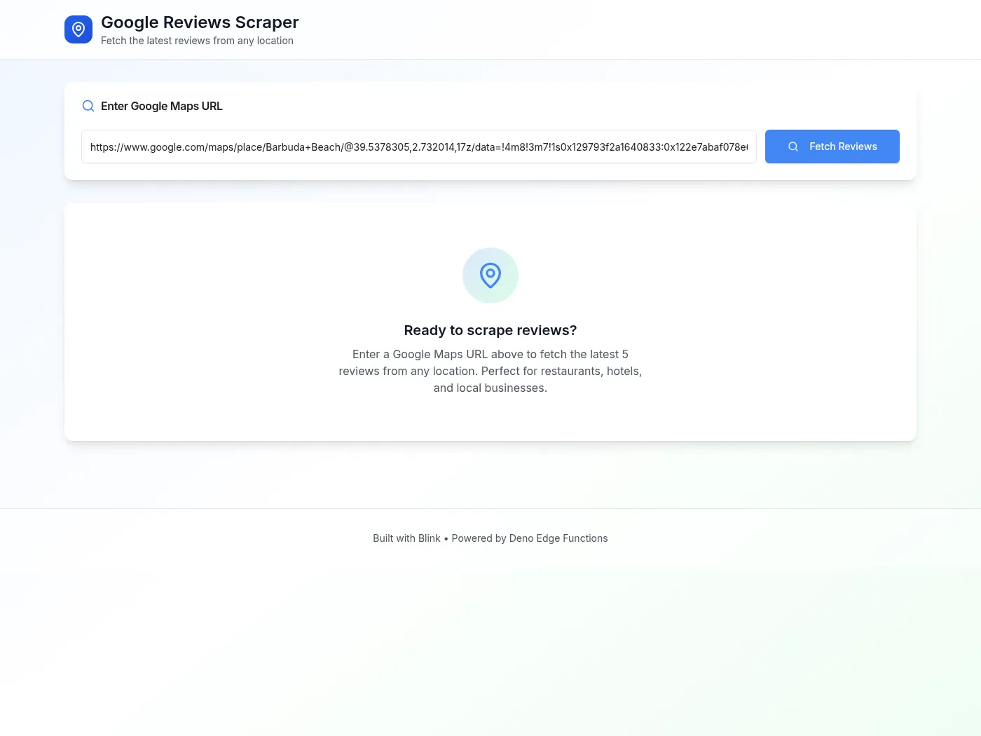 Google Reviews Scraper Web App for Any Location