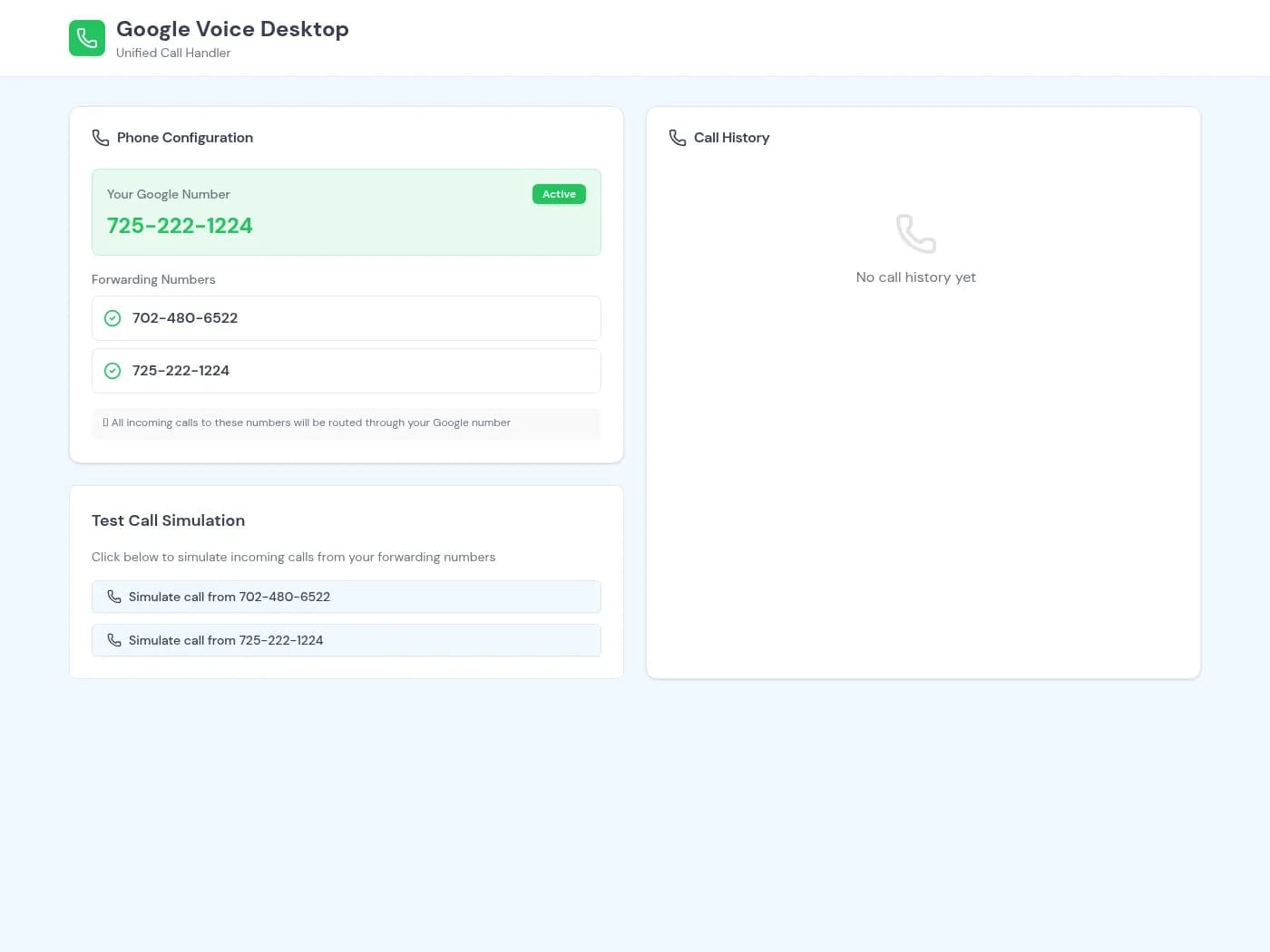 Unified Google Voice Desktop Call Handler