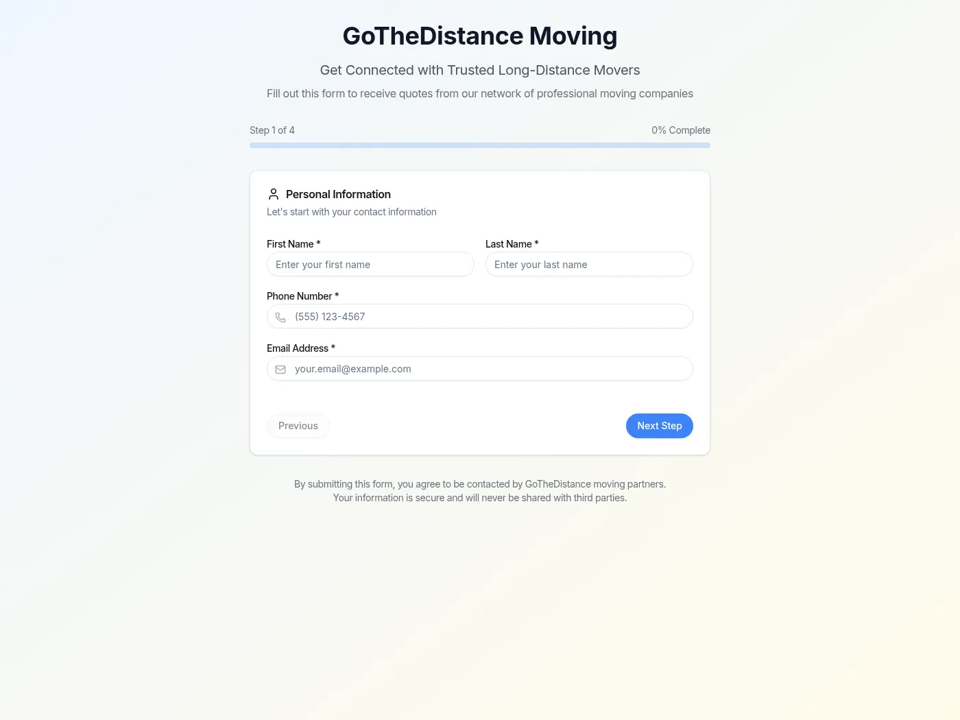 GoTheDistance Moving Referral Form
