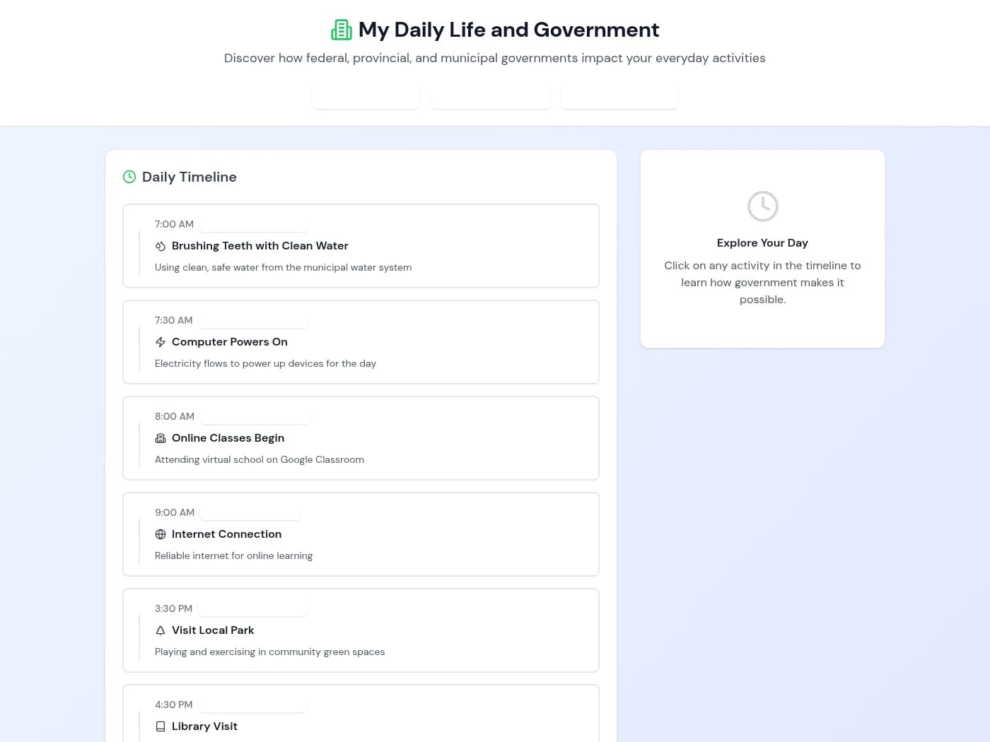 My Daily Life and Government: An Interactive Exploration for Students