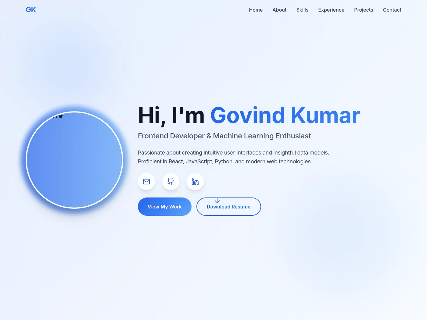 Govind Kumar's Modern Blue & White Portfolio
