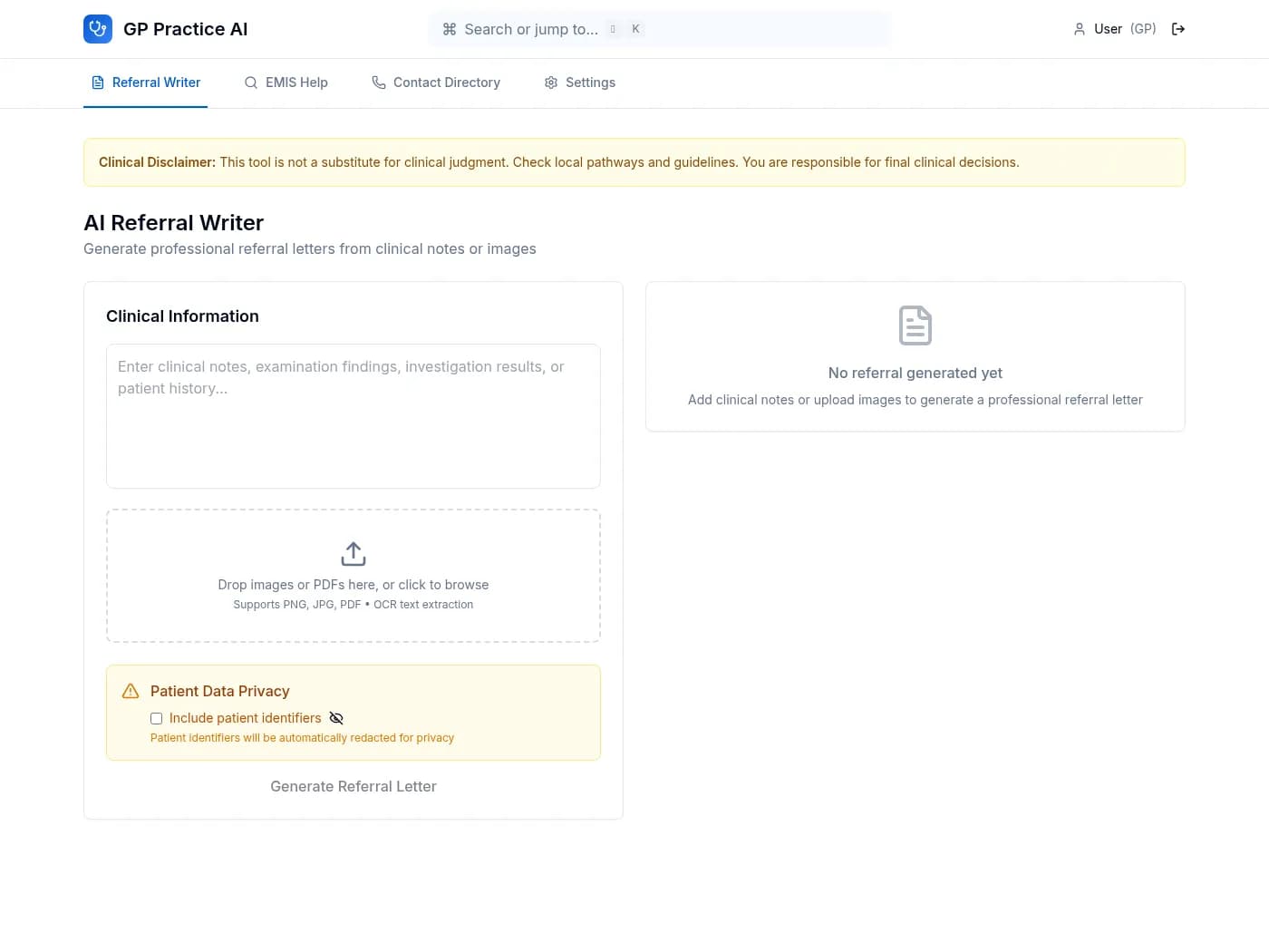 GP Practice AI Knowledge Assistant Web App