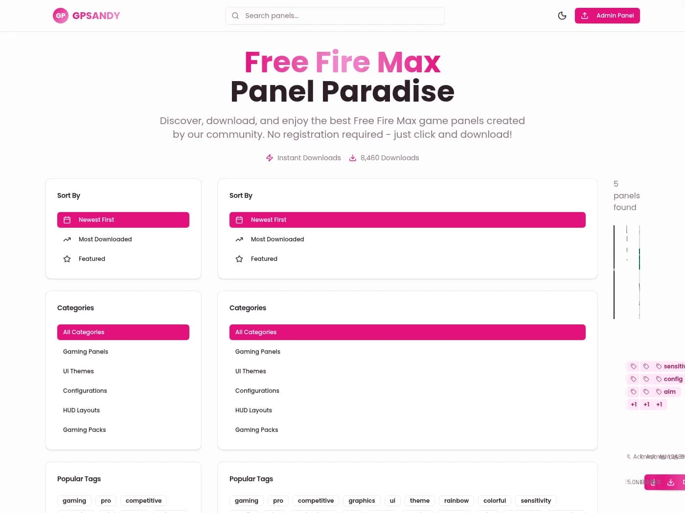 GPSANDY Free Fire Max Panel Sharing Platform