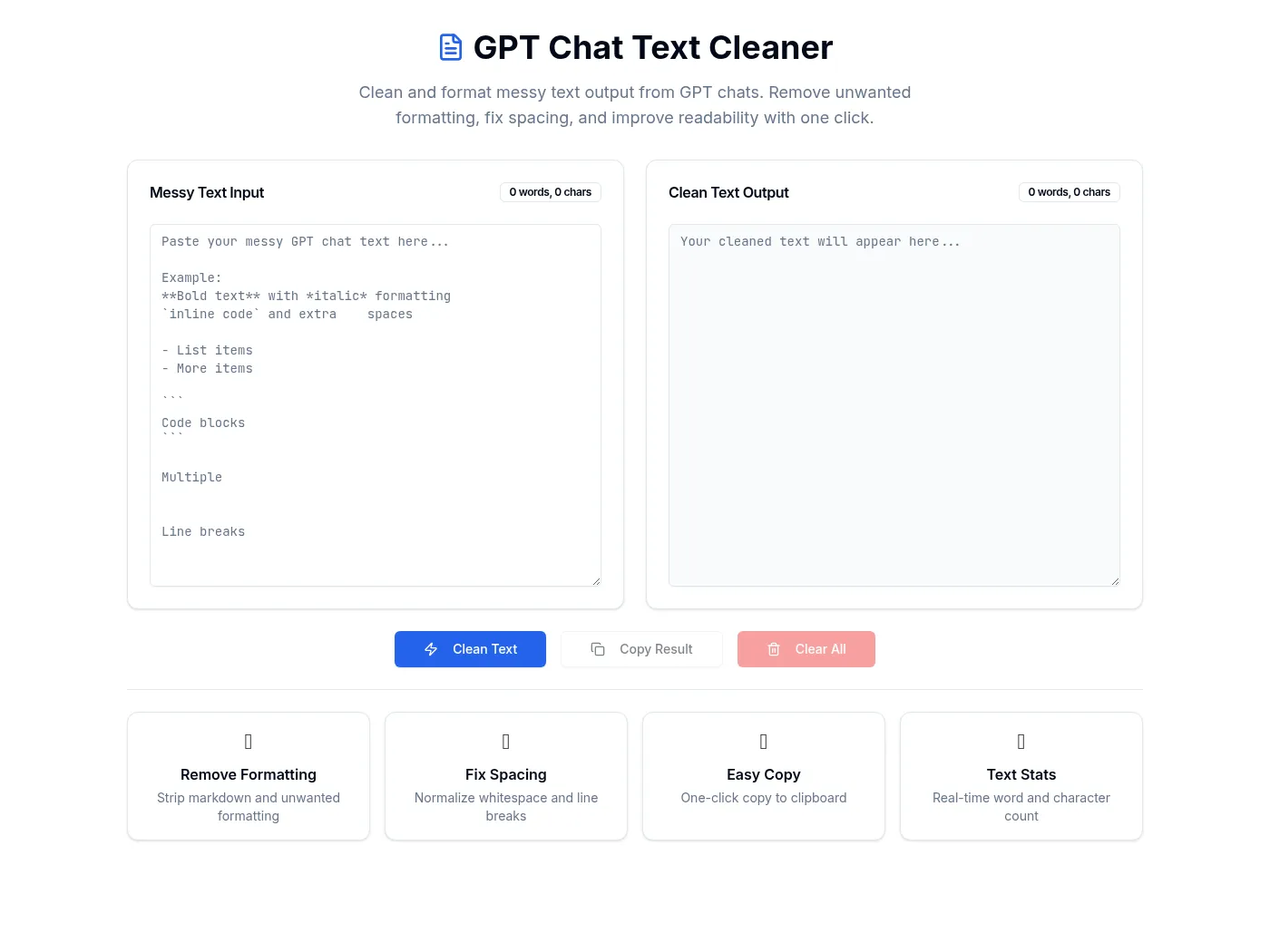 GPT Chat Text Cleaner