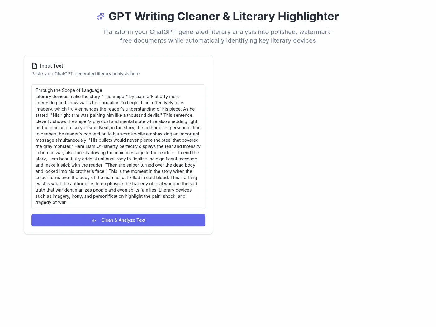 GPT Writing Cleaner & Literary Analysis Highlighter